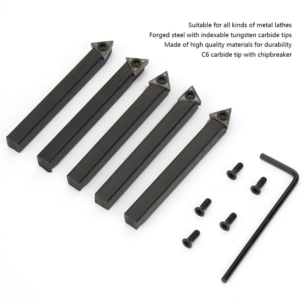 Buy 5 Pcs 1/4in Indexable Cemented Carbide Insert Turning Tool Bit for ...