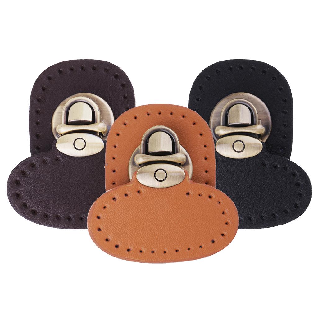 Genuine Leather Bag Lock Fasteners Snap Buckle Clasp Replacement Black ...