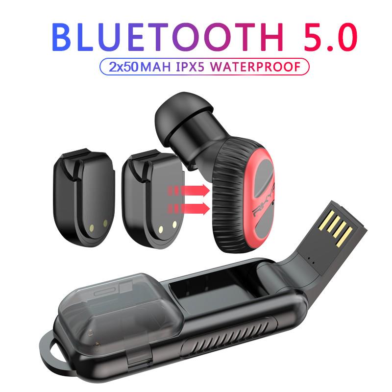 Buy Replaceable Battery Mini Single Bluetooth Headset Earbuds With 2 ...