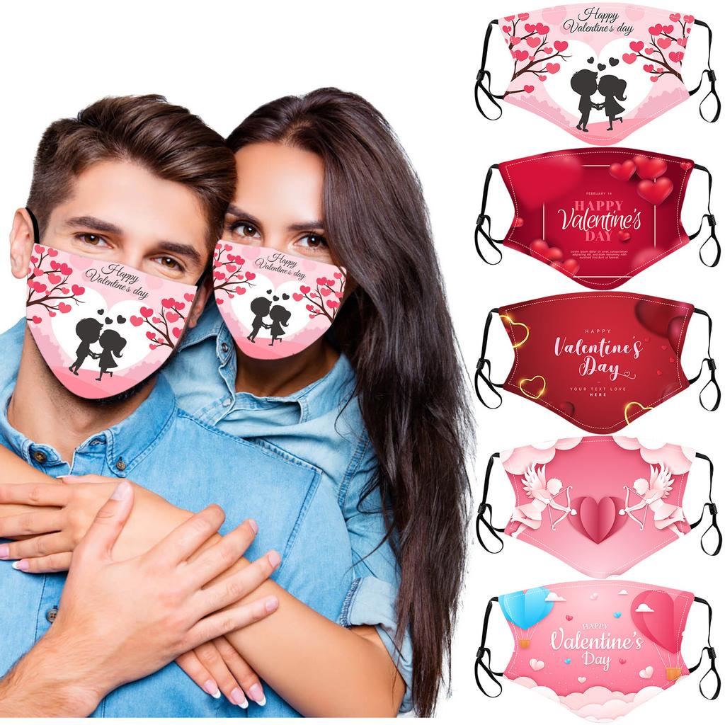Buy 5pcs Mouth Cover for Valentine's Day Face Mask Reusable Washable ...