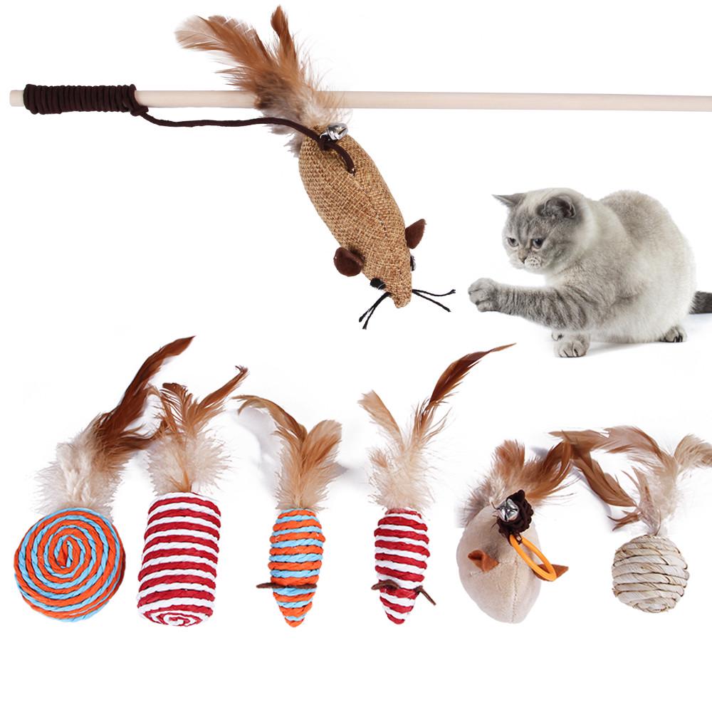 Buy (H0915)7 Pcs Cat Toys Variety Pack Dog Toy Funny Cat Mouse Sisal ...