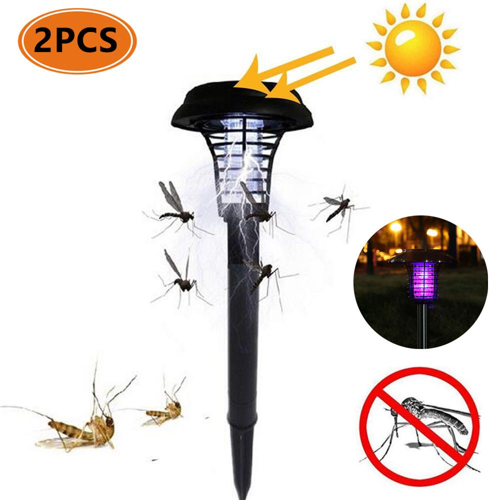 Buy 2Pcs Solar Powered Led Outdoor Yard Garden Lawn Light Waterproof ...