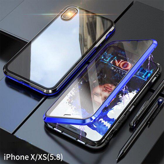 Buy Double-Sided Phone Case Glass Magnetic Adsorption Metal Frame ...