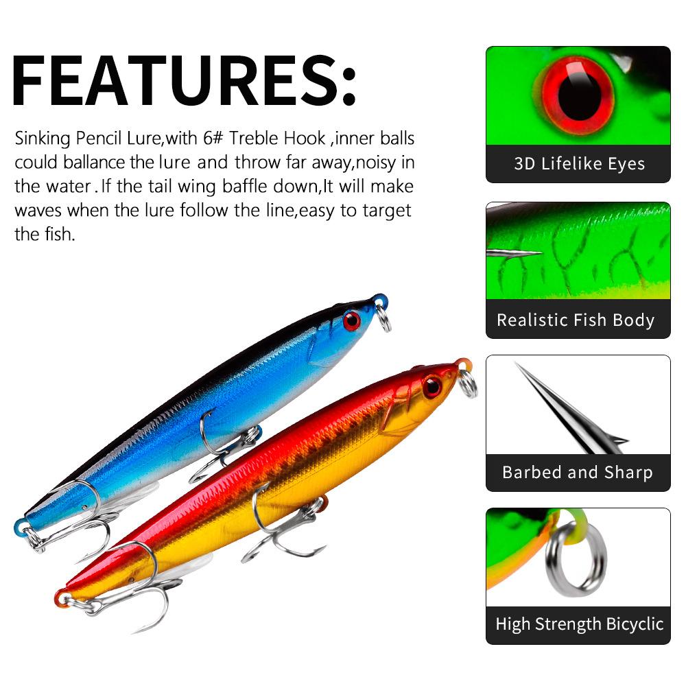 Buy 1PCS Pencil Sinking Fishing Lure 13g 9cm Bass Fishing Tackle ...