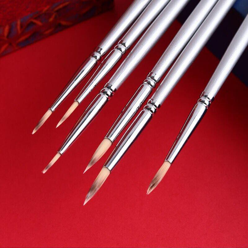 Buy 6 pcs/set Nylon hair hook line pen gouache acrylic oil paint brush ...