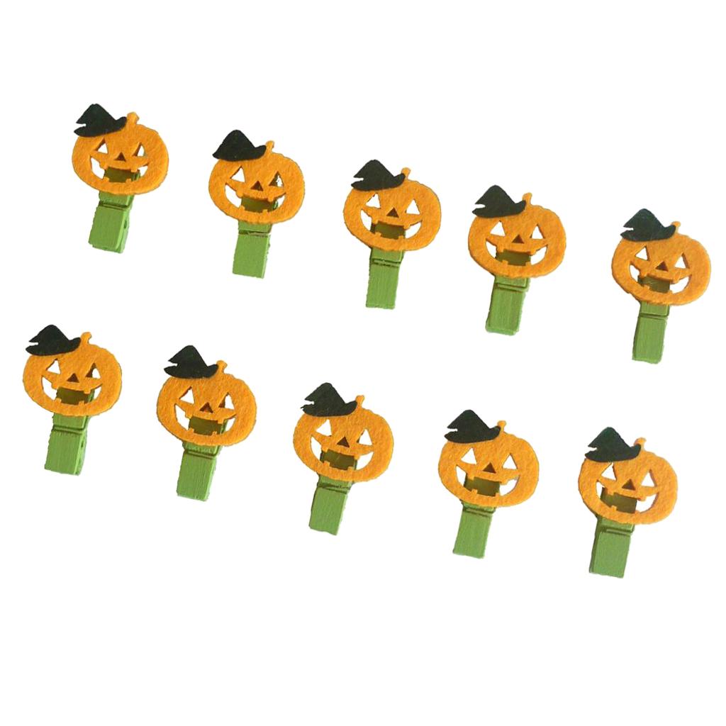 Buy 10pcs Halloween Pumpkin Wood Clip Clothespins Photo Paper Peg Pin ...