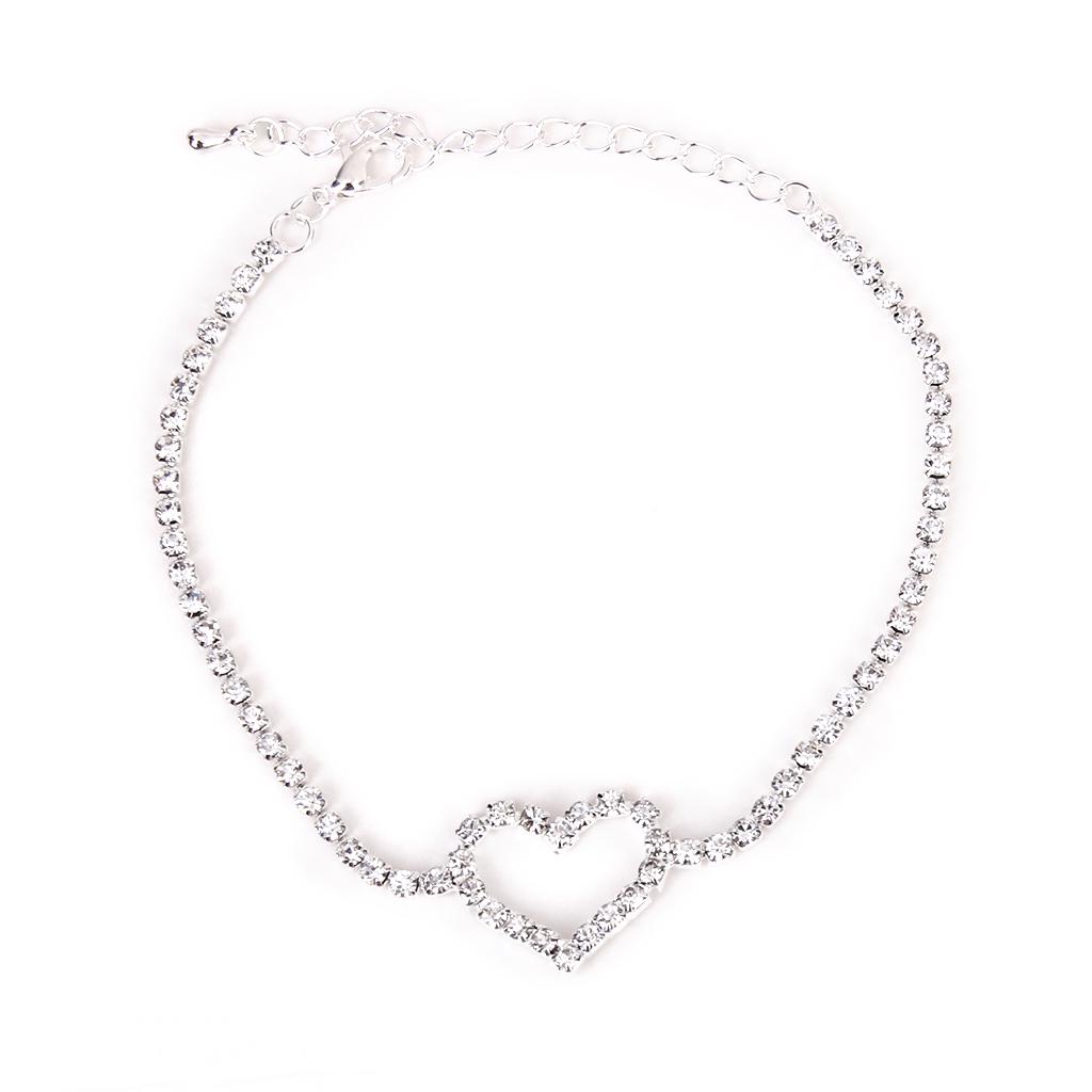 Buy Wedding Jewelry Crystal Diamond Heart Anklet Foot Chain Ankle ...