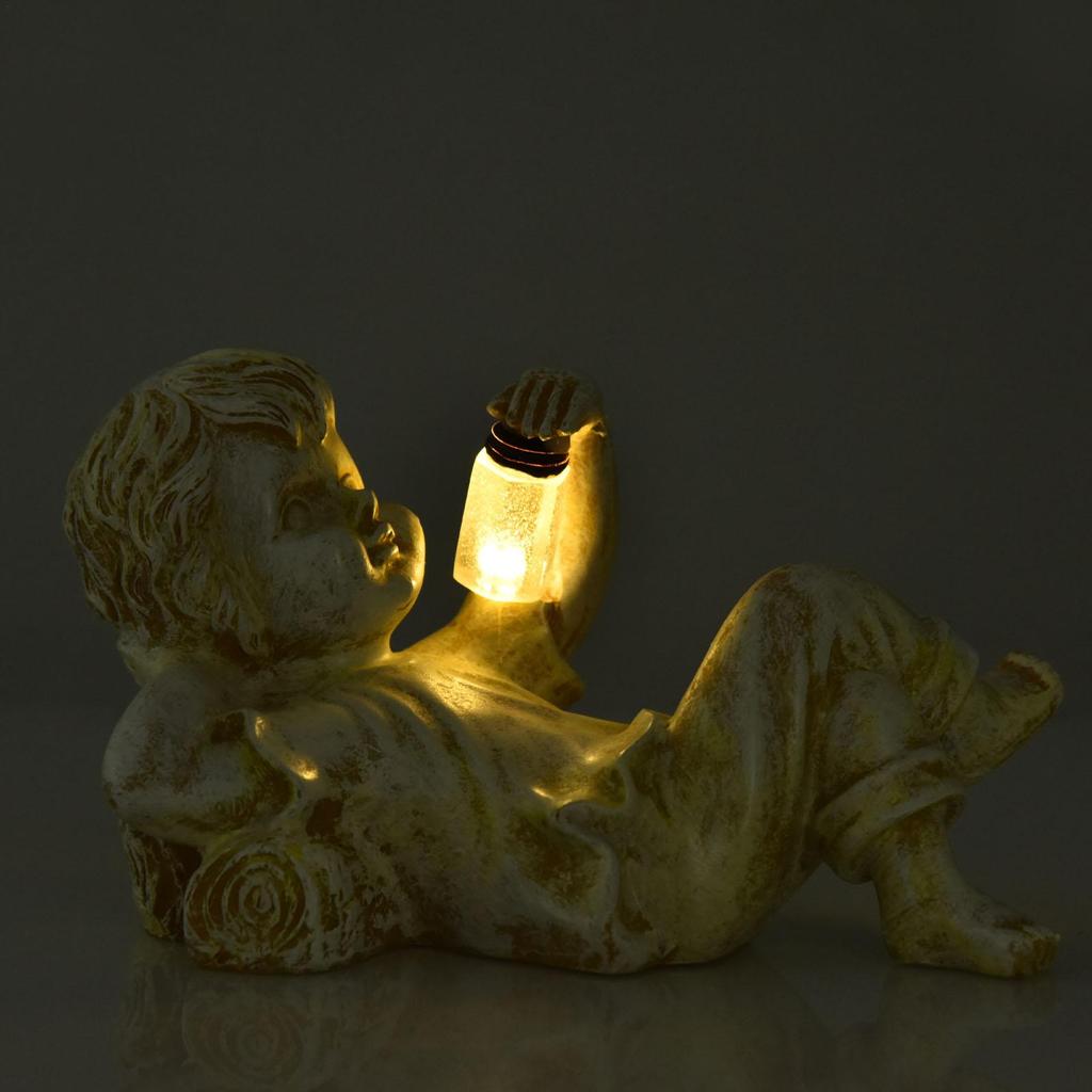 Buy Garden Children Solar Lighted Firefly Jar Boy Girl Statue Yard De ...
