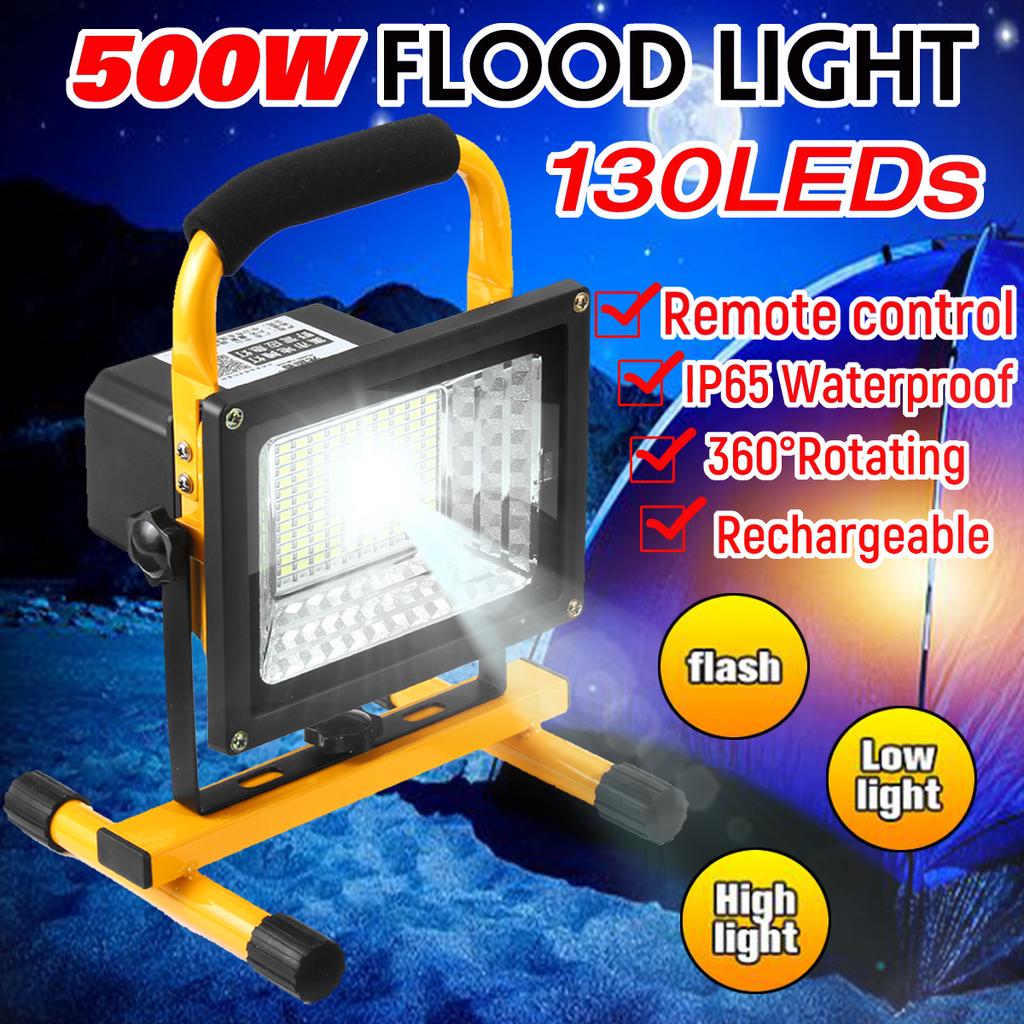 Buy 500W 130LED Portable Rechargeable Flood Light Spot Work Camping ...