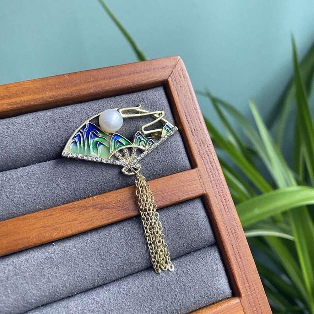 Satın alın Alloy Niche Design Rabbit Women Fan Brooch Chinese Style ...