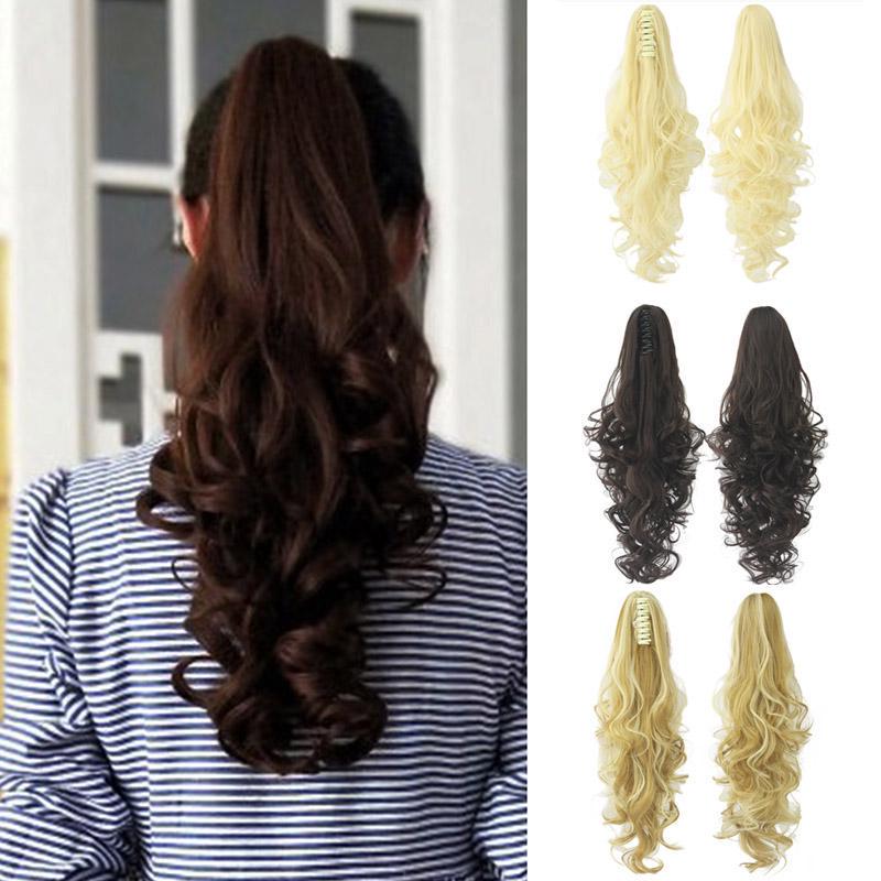 Women's Fashion Curly Ponytail Curls Girl Lady Wig Claw Clip Fluffy ...