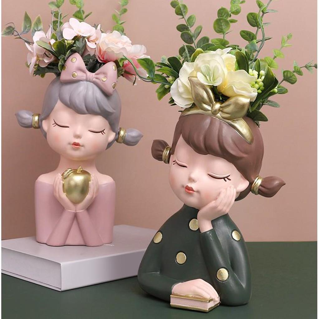 Buy Resin Girl Portrait Flowerpot Succulent Planter Vase Pot Style 1 at ...