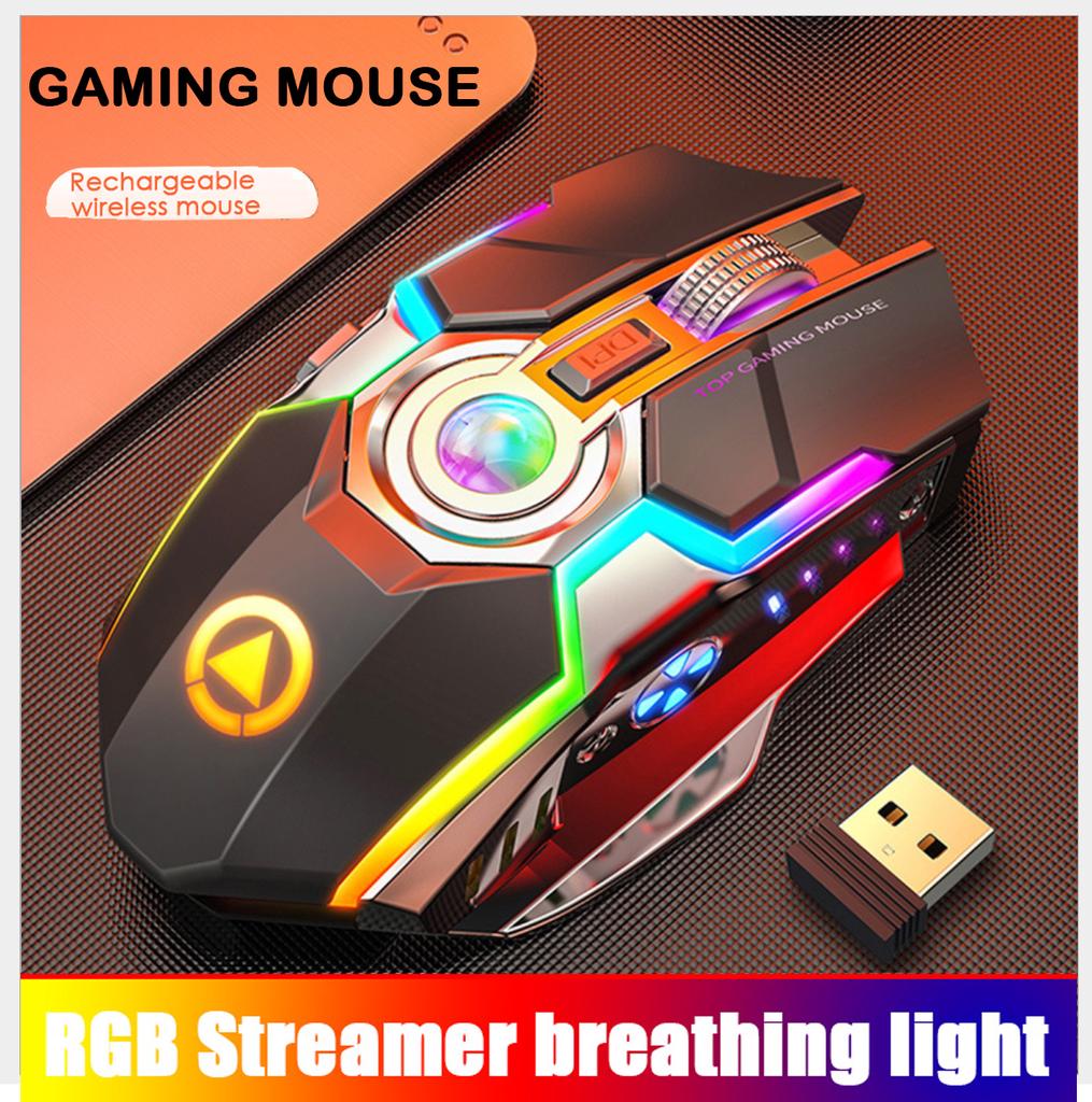 Buy 2.4G Wireless Gaming Mouse Rechargeable Silent 7 Color LED Backlit ...