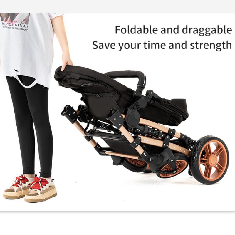 Buy Black Strolle Baby Stroller 3 In 1 Luxury Portable Baby Stroller ...