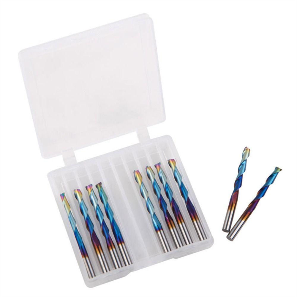 10PCS Nano Blue Coat CNC Router Bits 1/8" Shank End Mill Set Carbide ...