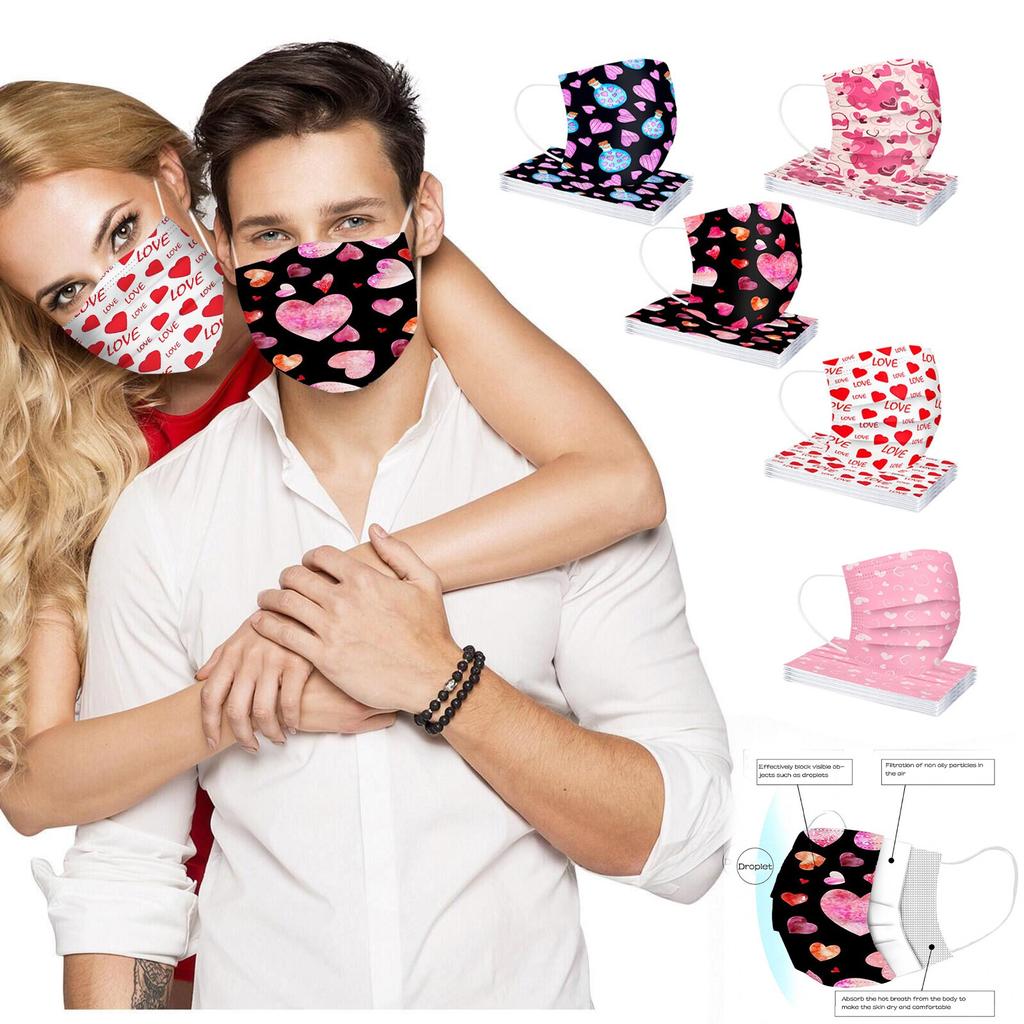 Satın alın Adult Man Women Valentine's Day Disposable Face Mask ...