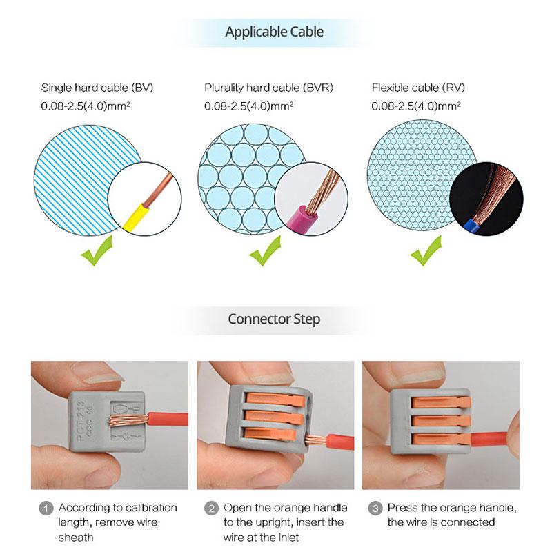 Buy Mini Quick Wire Cable Connectors Universal Compact Conductor Spring ...