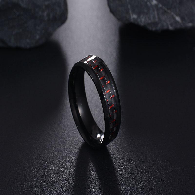 Buy 1Pc 8MM Unisex Man Woman Men Red Blue Square Carbon Fiber Ring ...