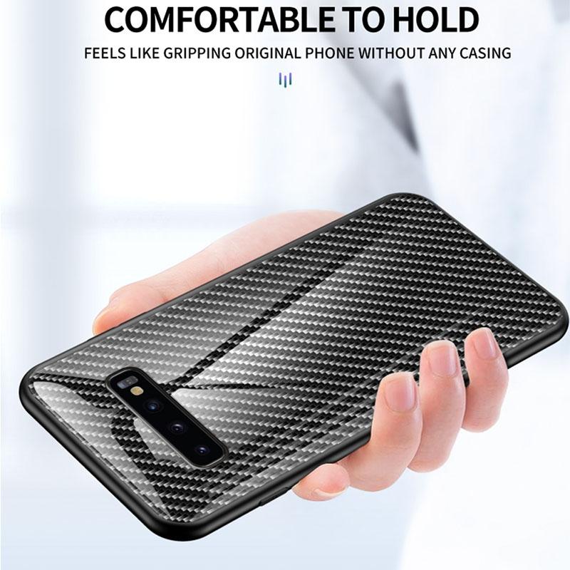 Buy For Samsung Galaxy S10+ Gradient Carbon Fiber Texture TPU Border ...