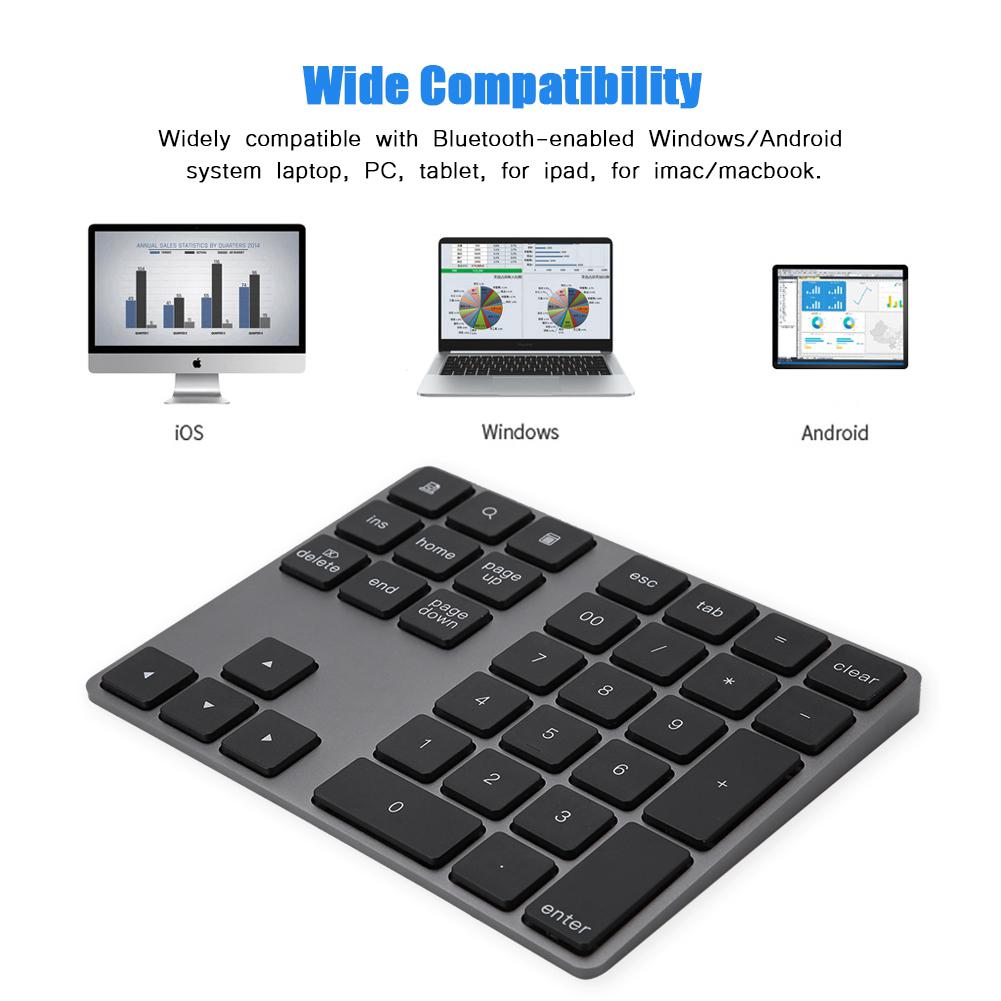 Buy Wireless Numeric Keyboard Bluetooth 3.0 Mini Numeric Keypad 34 Keys ...