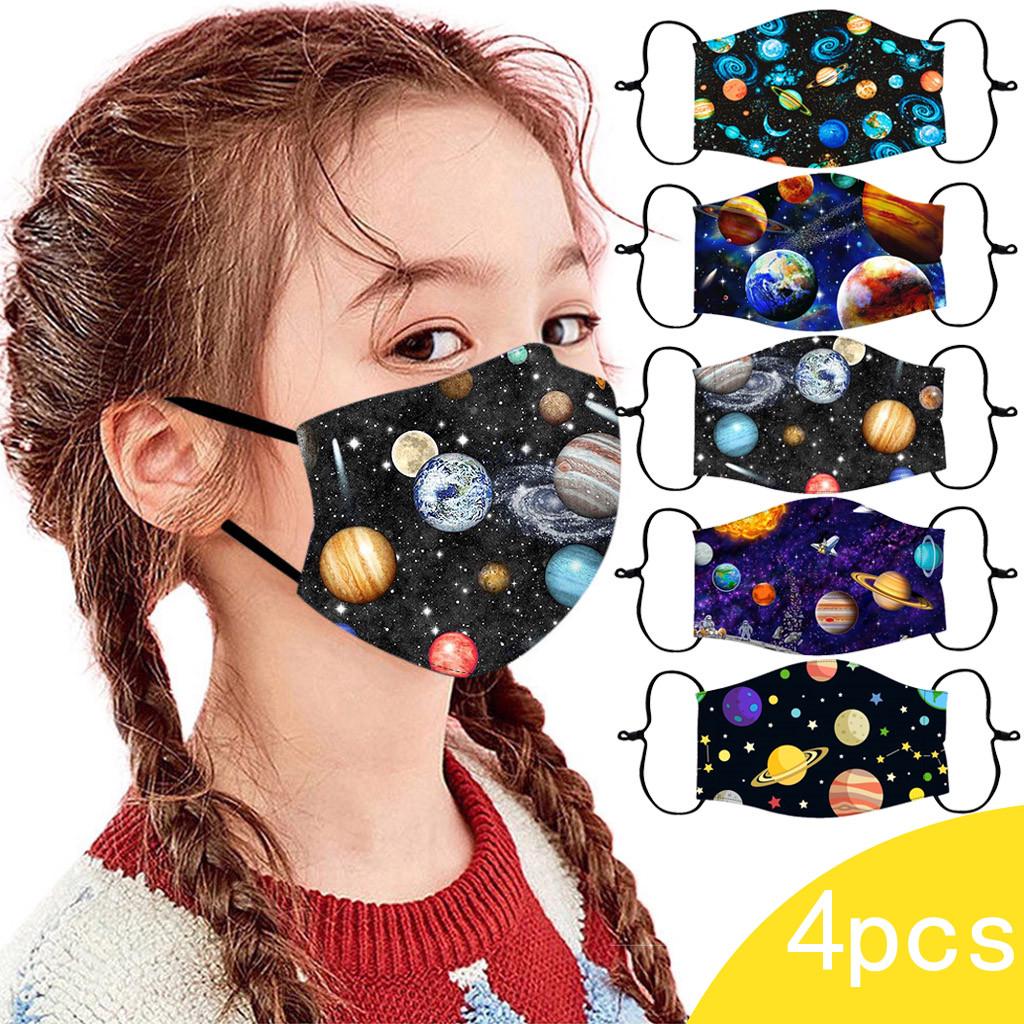 Buy [HWL] 4PCS Children's Adjustable Windproof Reusable Printed Face ...