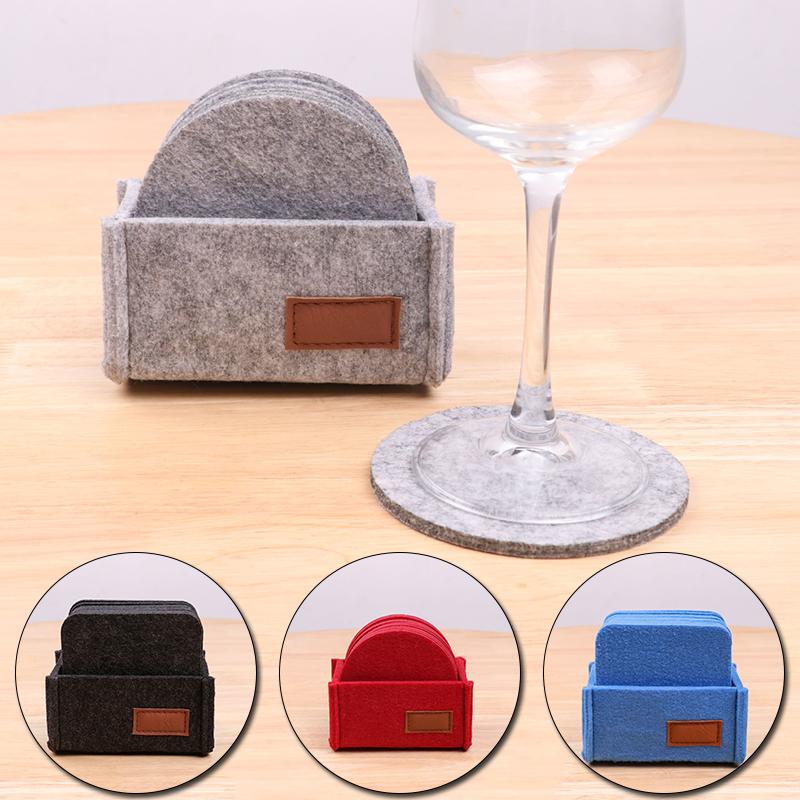 Buy 10pcs/set Anti-slip Drink Tea Pad Felt Round Square Shape Heat ...