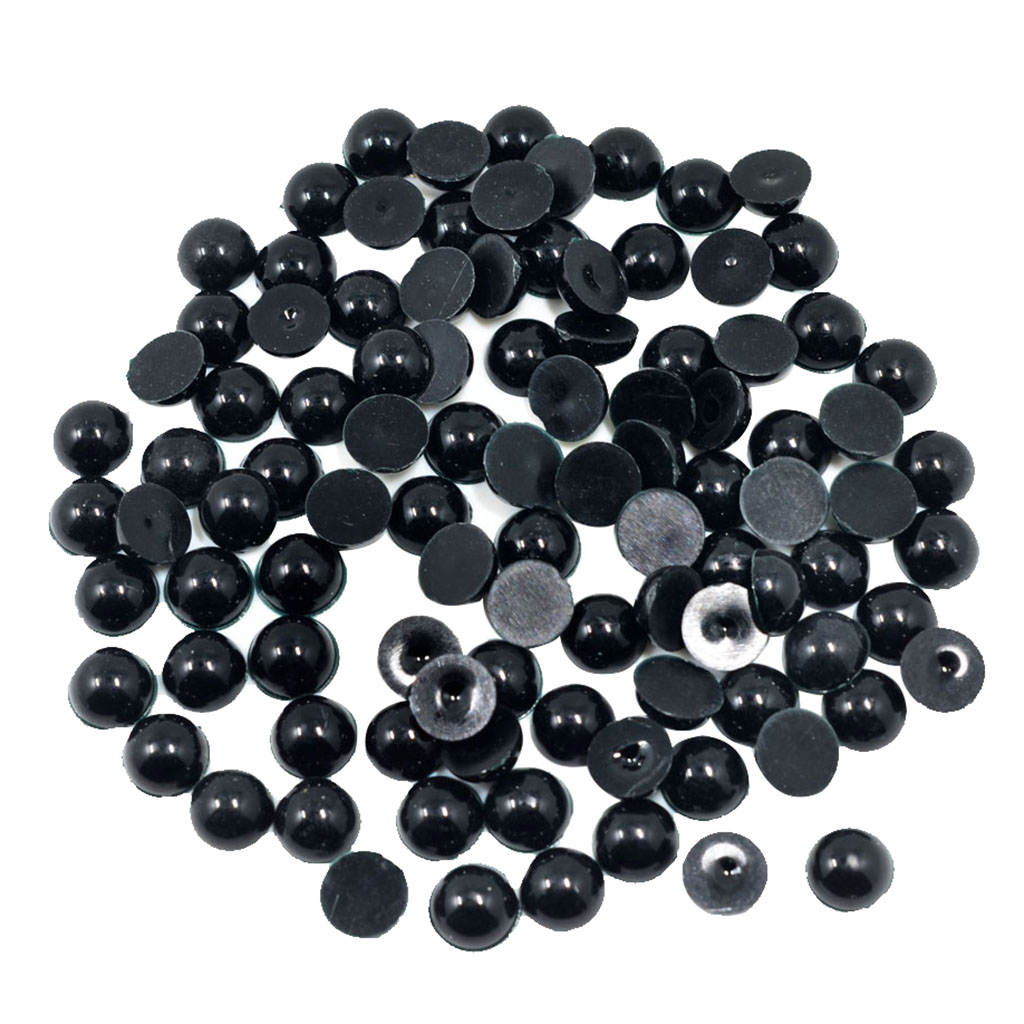 Buy Black Half Pearl Beads Flat Back Cabochon for DIY Scrapbooking 4mm ...