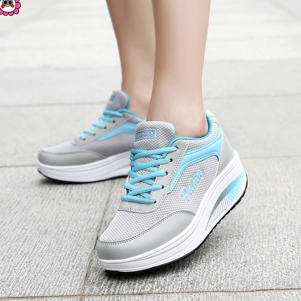Buy Fashion Women Mesh Heightening Shoes Soft Bottom Rocking Shoe ...