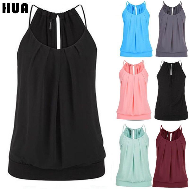 Women Summer Loose Wrinkled O Neck Cami Tank Tops Vest Blouse H uygun ...