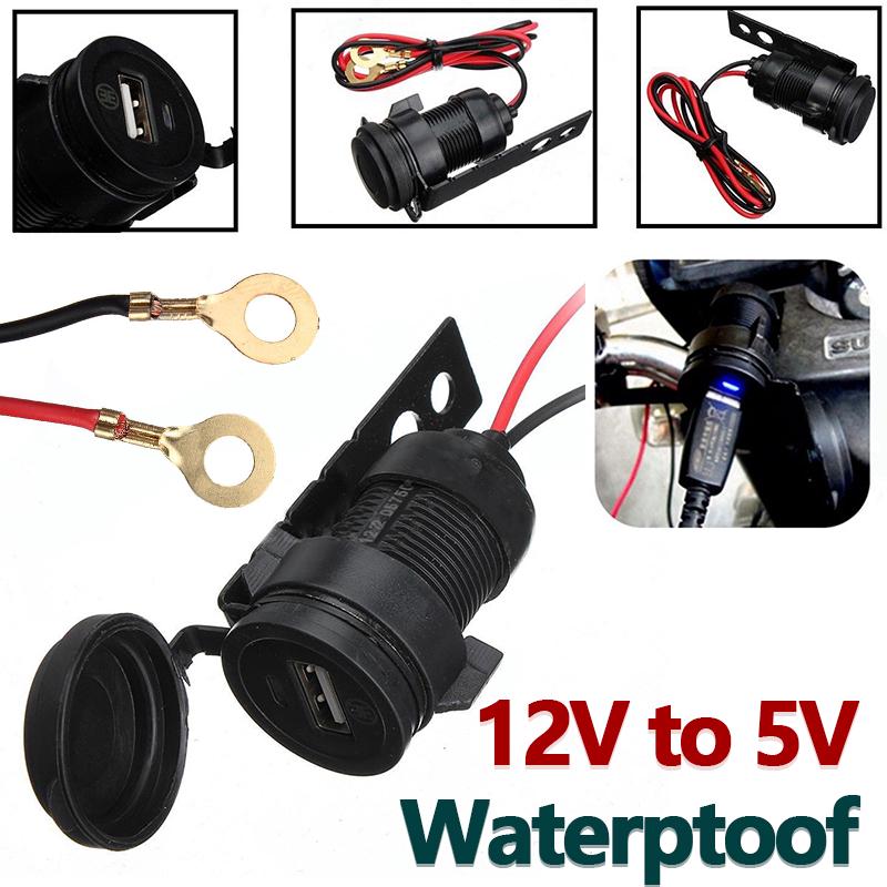 Buy 12V Black Waterproof Motorcycle Handlebar Cellphone USB Charger ...