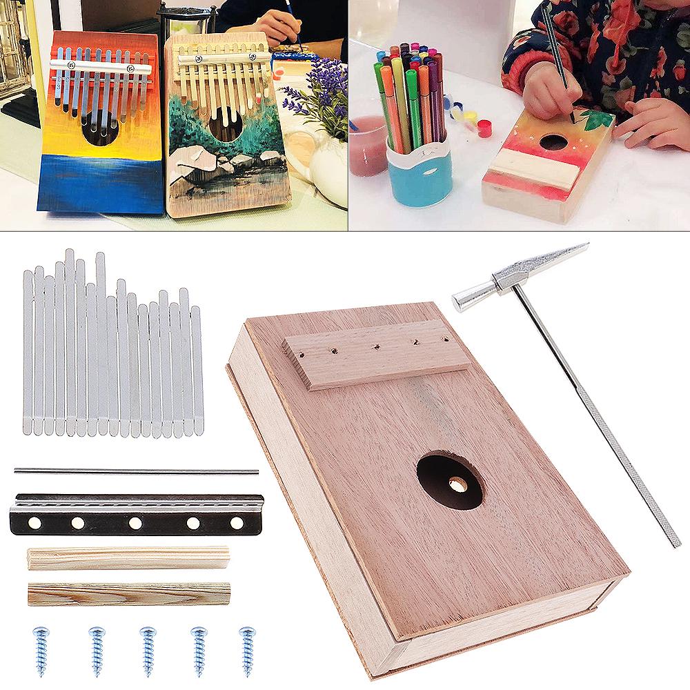 17 Key Kalimba DIY Kit Mahogany Thumb Piano Mbira for Handwork Painting ...