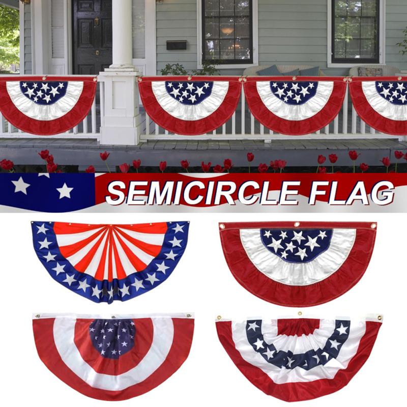 Independence Day Commemoration Half-round Flag 1 Side Retro Style ...