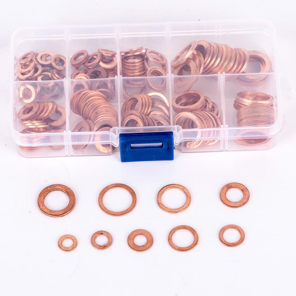 Cheap IDH 200pcs Copper Washer Gasket Set Flat Ring Seal Assortment Kit ...