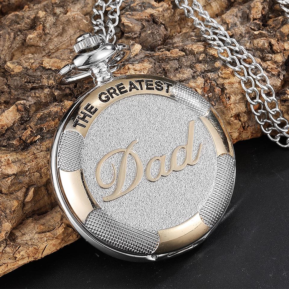 Buy To My Dad Pocket Watch Flip Case Fob Chain Clock for Father's Day ...