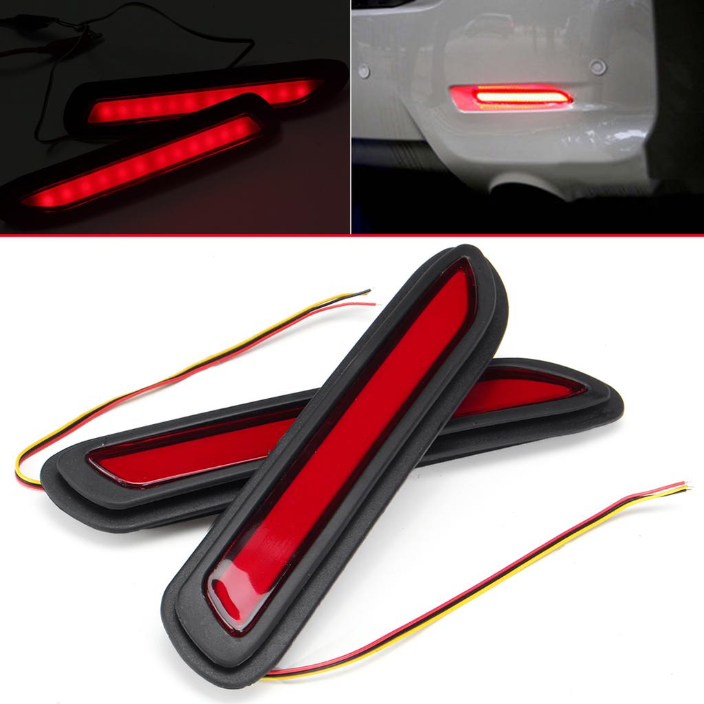 Buy Universal Car LED Bumper Reflectors Red Lens Taillight Brake Fog ...
