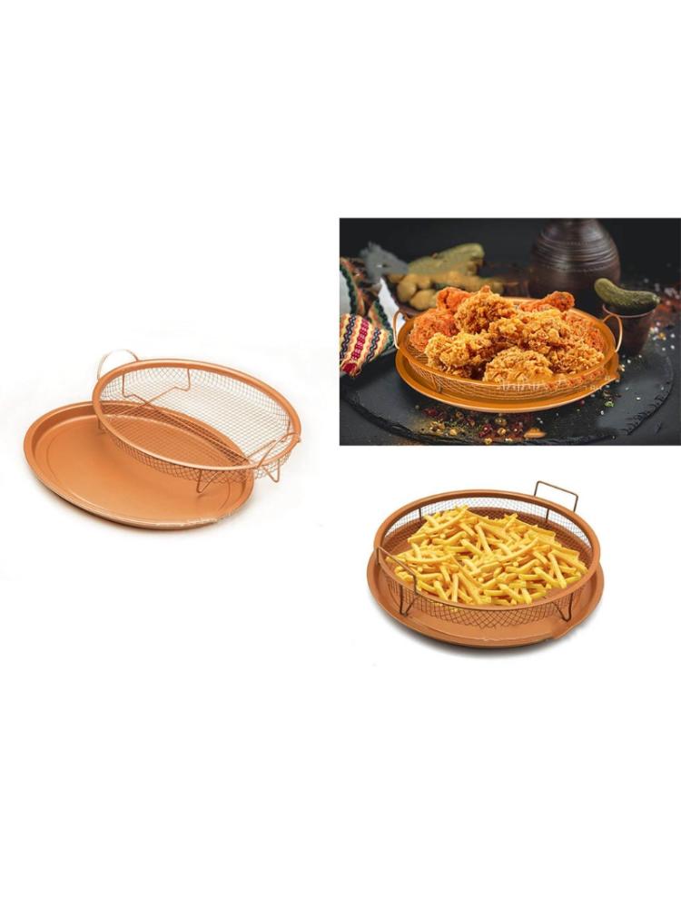 Buy Steel Crisper Baking Tray Oil Frying Pan Non-stick Chips Basket ...
