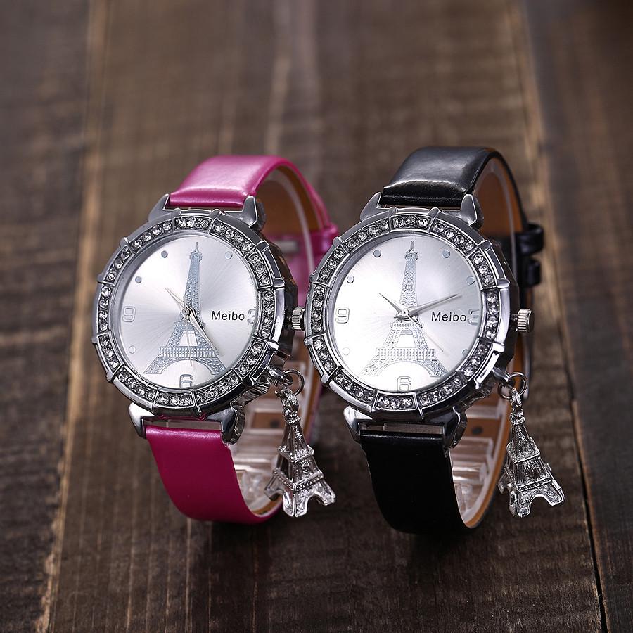 Buy MEIBO Women Quartz Wrist The Eiffel Tower Wristwatch Rhinestone ...