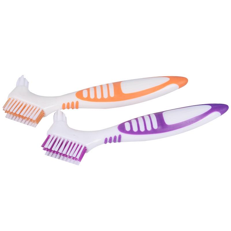 Bend Denture Brush Soft Double Sided Toothbrush False Tooth Cleaning ...