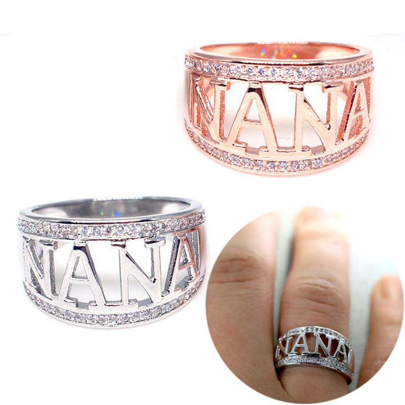 Exquisite Letters NaNA Finger Ring Jewelry Festival Gifts for ...