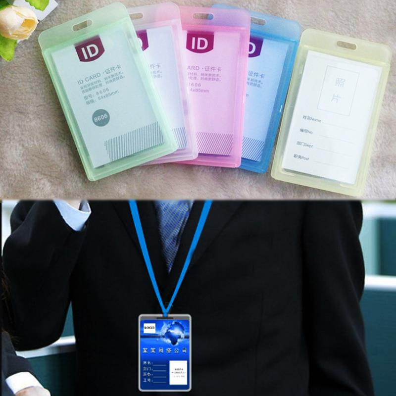 New Durable Hard Plastic ID Card Badge Holder Employee Name Tag ...