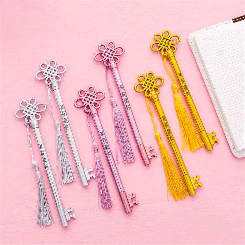 Buy 0.55mm Key Shape Gel Pen Black Ink Plastic Pens Writting Pen Office ...