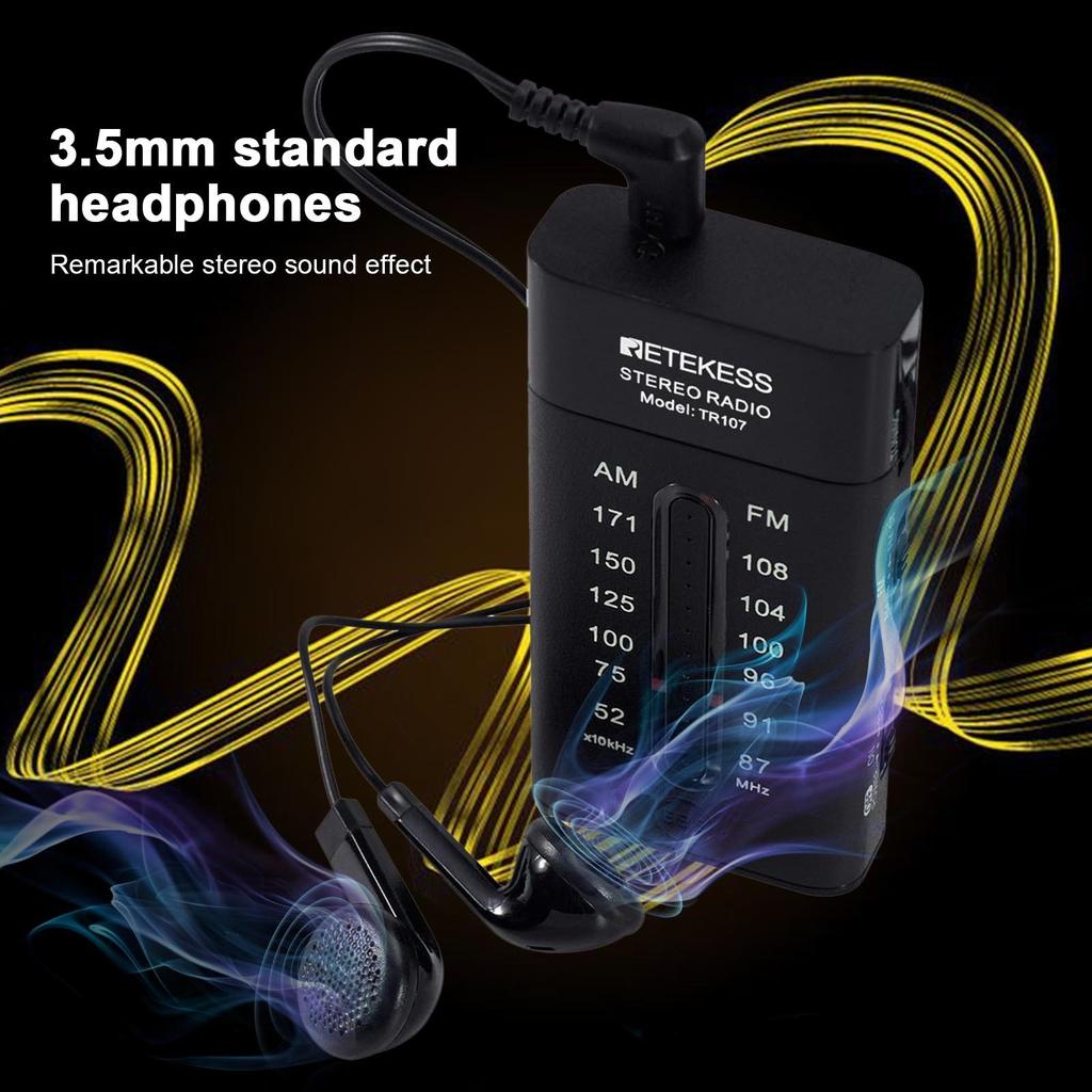 Buy HBKS Retekess TR107 Portable Mini Pocket Radio FM AM Pointer Tuning Stereo Support BBS with ...