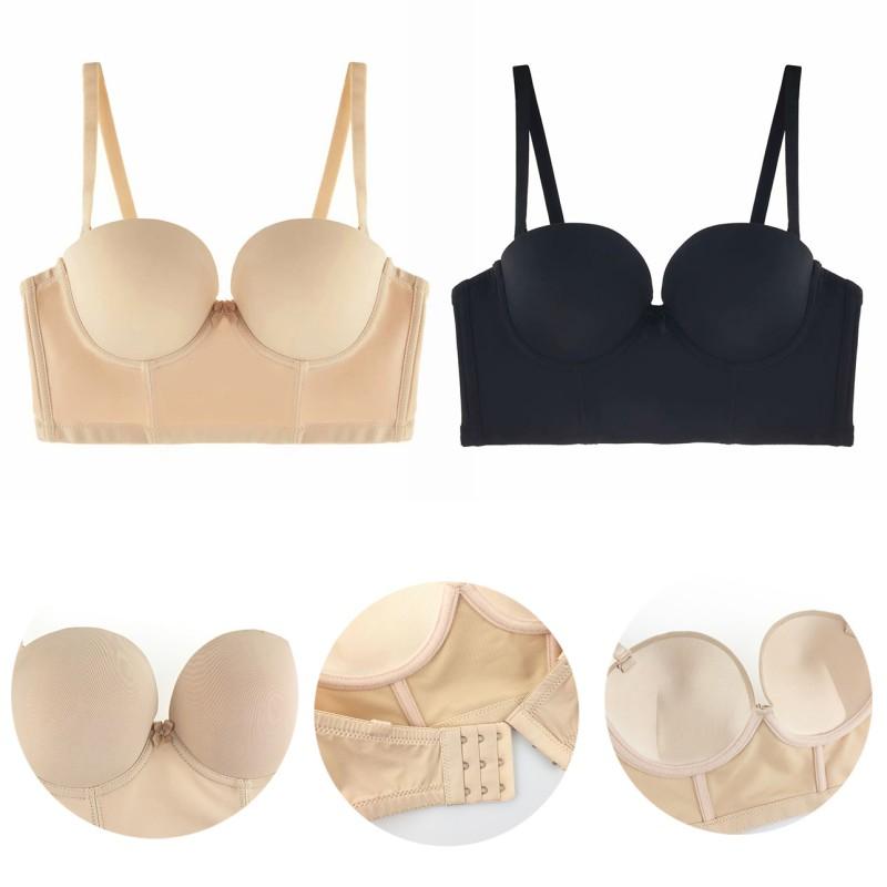 Buy Sexy Smooth 1/2 Cup Bra With Underwire Gathered Bra Detachable ...