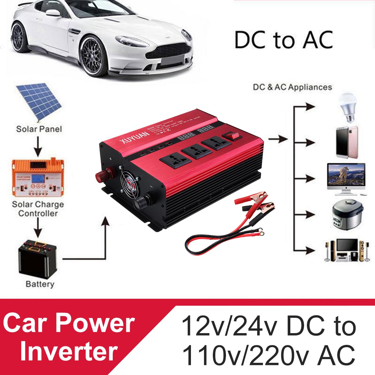 Peak Power 8000W LED Solar Power Inverter DC 12/24V To AC 110V/220V ...