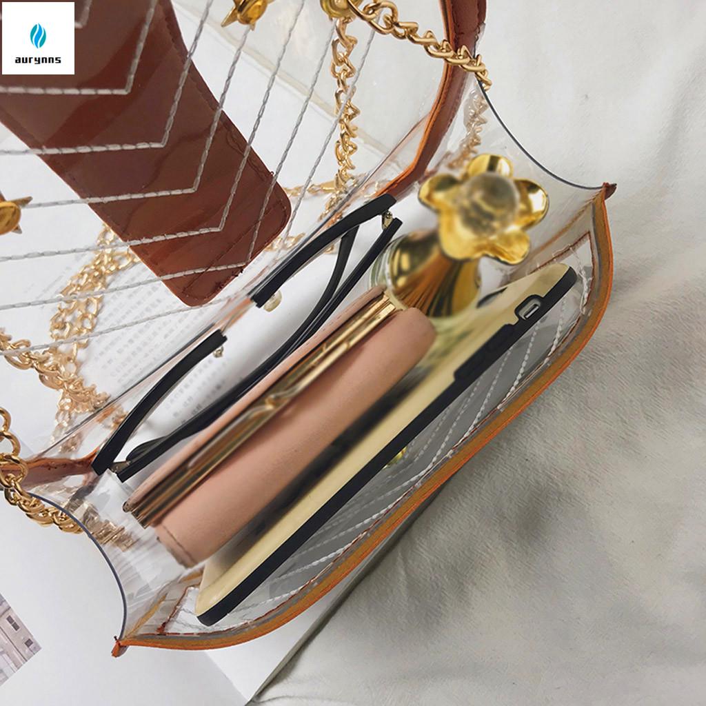 Buy Women's Fashion Casual Solid Color Transparent Handbag Wild ...