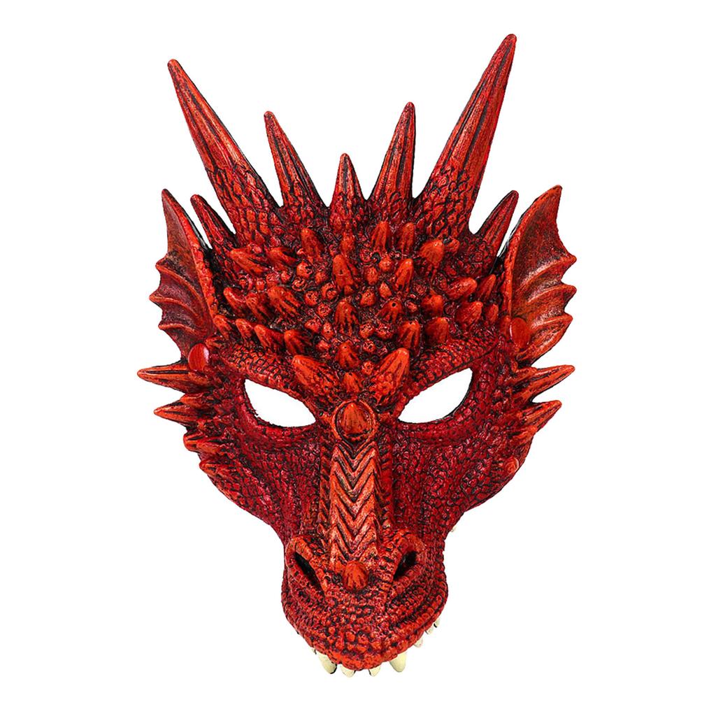 Buy Dragon Mask Full Head Cover for Cosplay Prop Masquerade Red at ...
