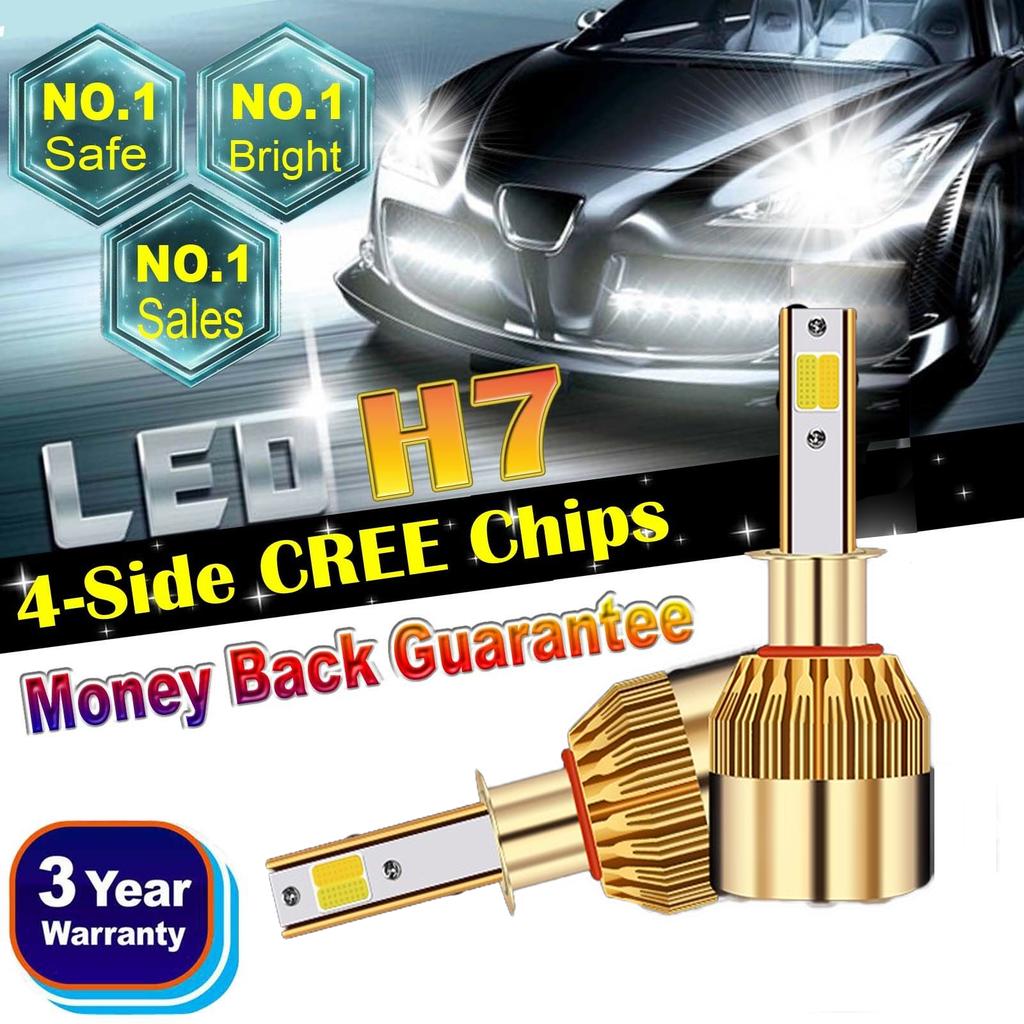 C6 LED Car Headlight Kit COB H4 36W 7600LM White Light Bulbs Gold uygun ...