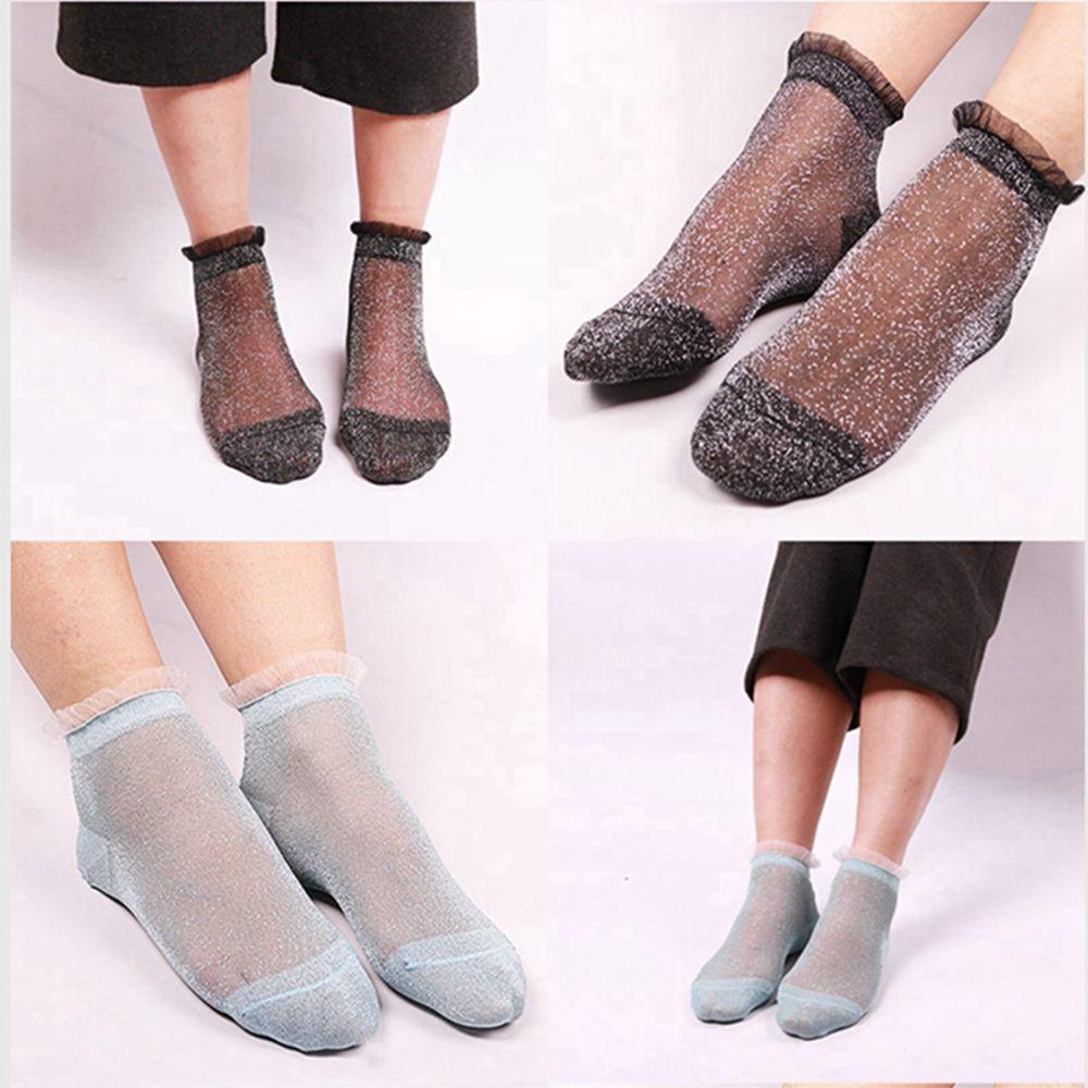 Buy Women Transparent Breathable Fashion Short Ankle Socks Elastic Lace ...