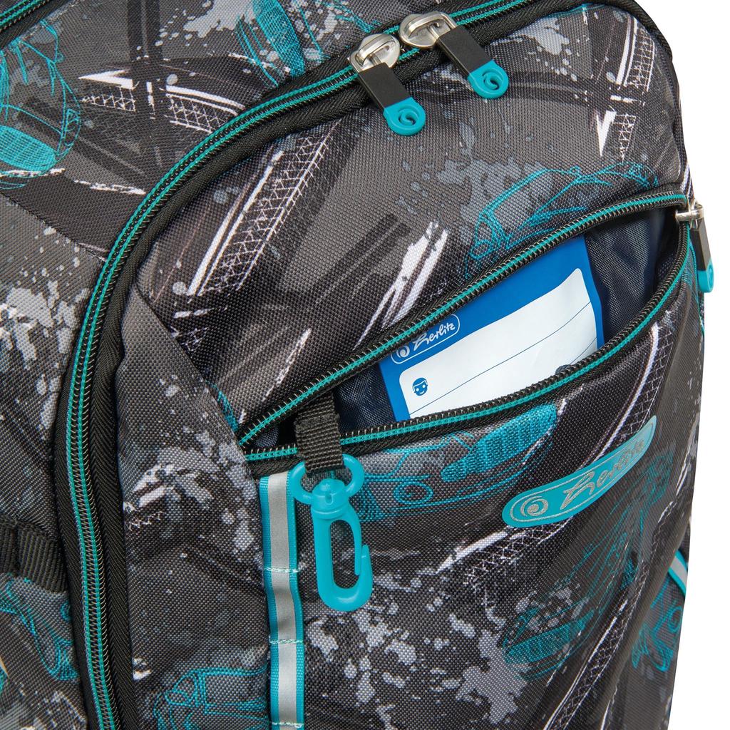 Buy Herlitz Ultimate Racer Boy School Backpack Gray, Turquoise ...