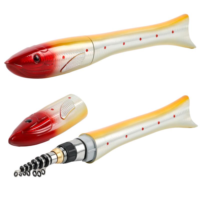 Buy Ice Fishing Fish Shape Fishing Rod Telescopic Fishing Pole Mini ...
